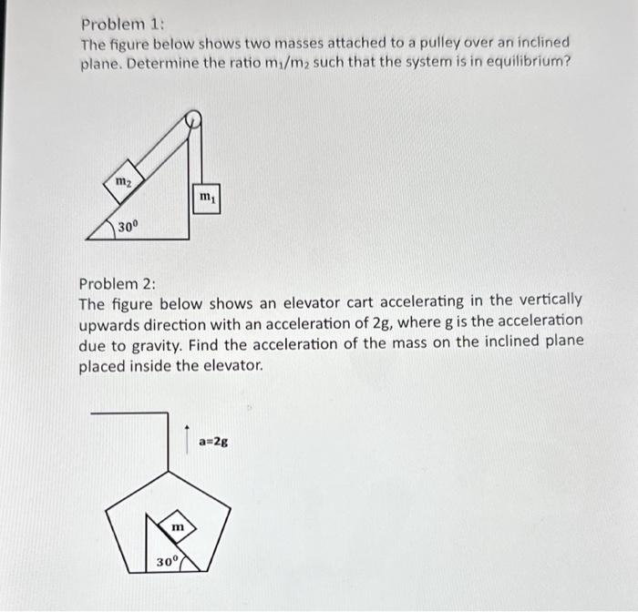 Solved Problem 1: The figure below shows two masses attached | Chegg.com