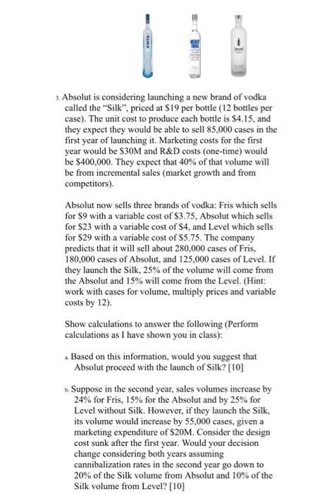 1 level 3. Absolut is considering launching a new | Chegg.com