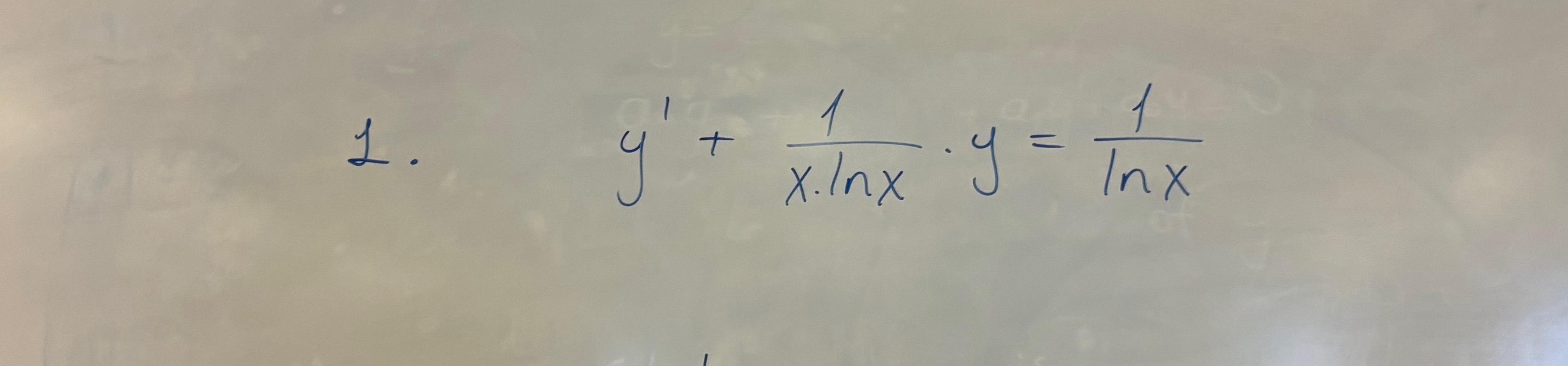 Solved ,y'+1x*lnx*y=1lnx | Chegg.com