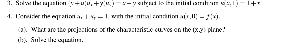 Solve the equation (y+u)ux+y(uy)=x-y ﻿subject to the | Chegg.com