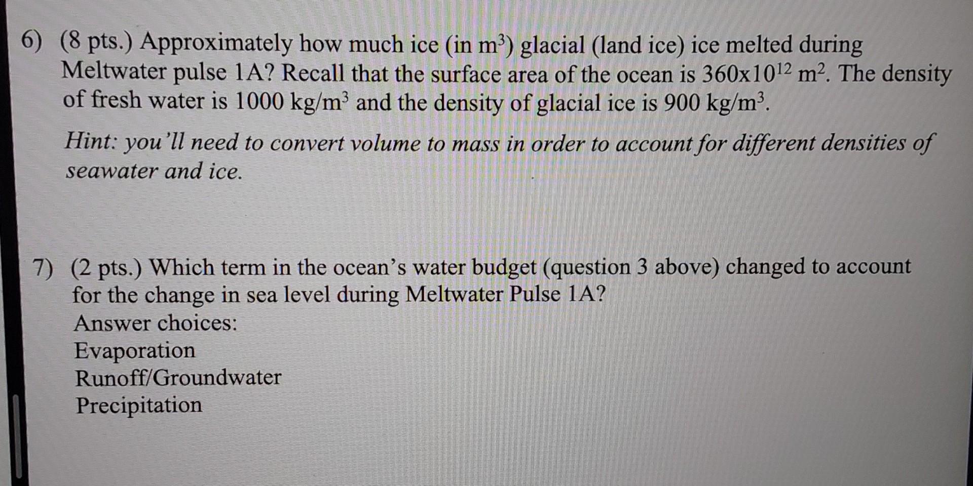 Solved Sheets and Sea Level Rise e figure below shows global | Chegg.com