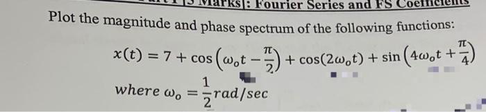 Solved Plot the magnitude and phase spectrum of the | Chegg.com