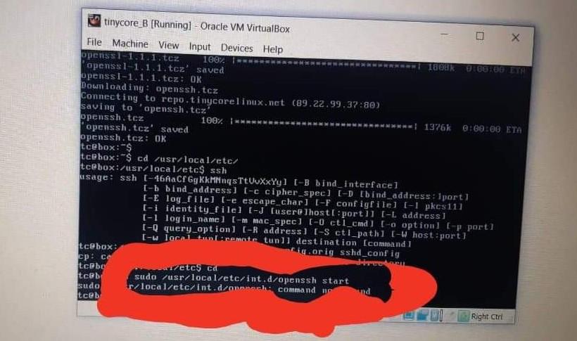 Solved Configure SSH Server on Tiny Core Linux using openSSH | Chegg.com
