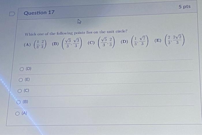 Solved Which one of the following points lies on the unit | Chegg.com