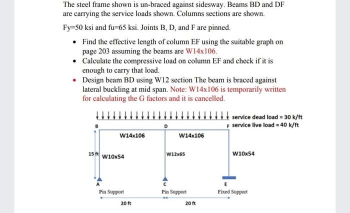 Solved The steel frame shown is un-braced against sidesway. | Chegg.com