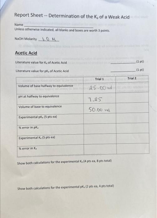 Solved Show both percent error calculations ( 4 pts ea, 8 | Chegg.com