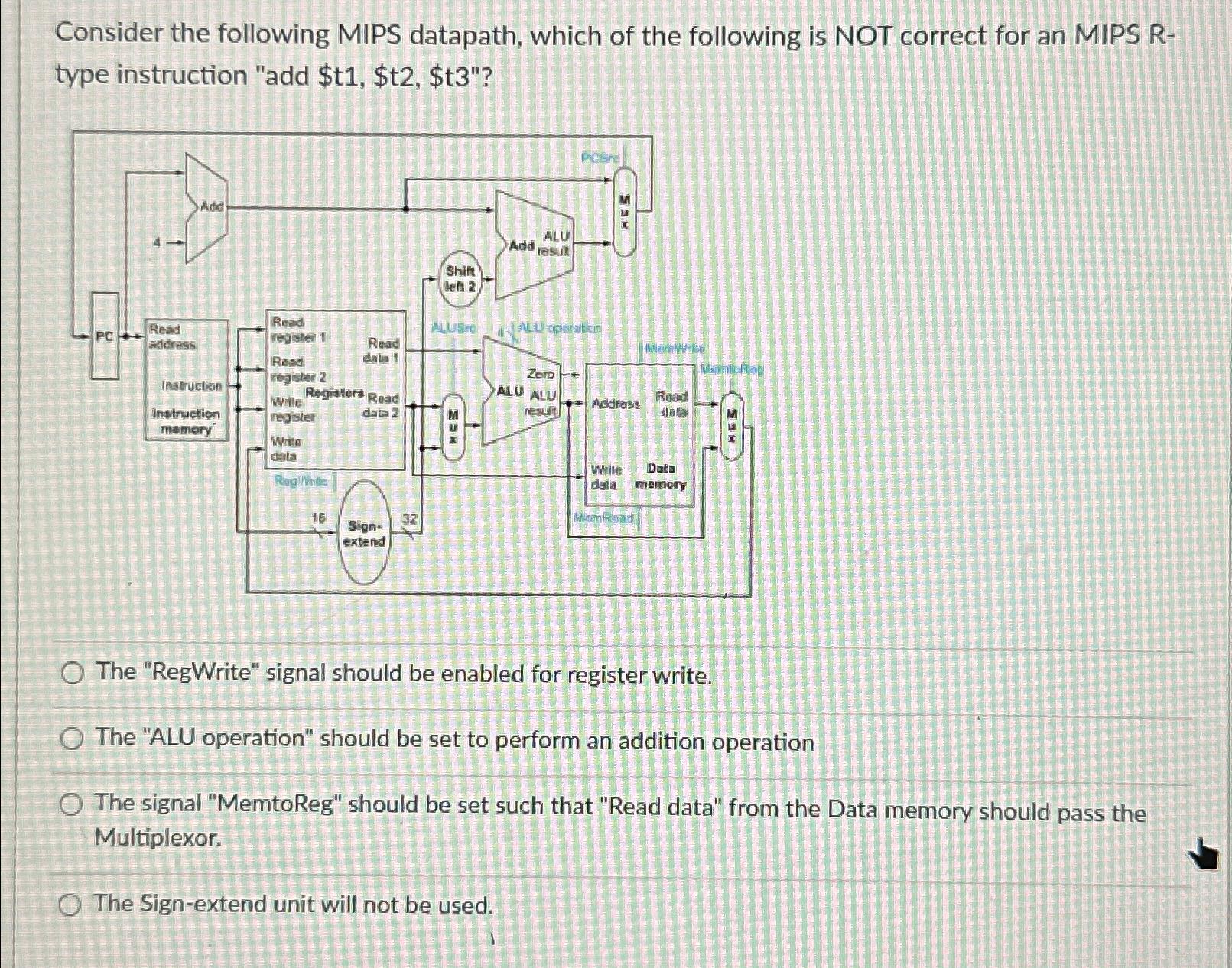 Solved Consider the following MIPS datapath, which of the | Chegg.com Solved Consider the following MIPS datapath, which of the | Chegg.com