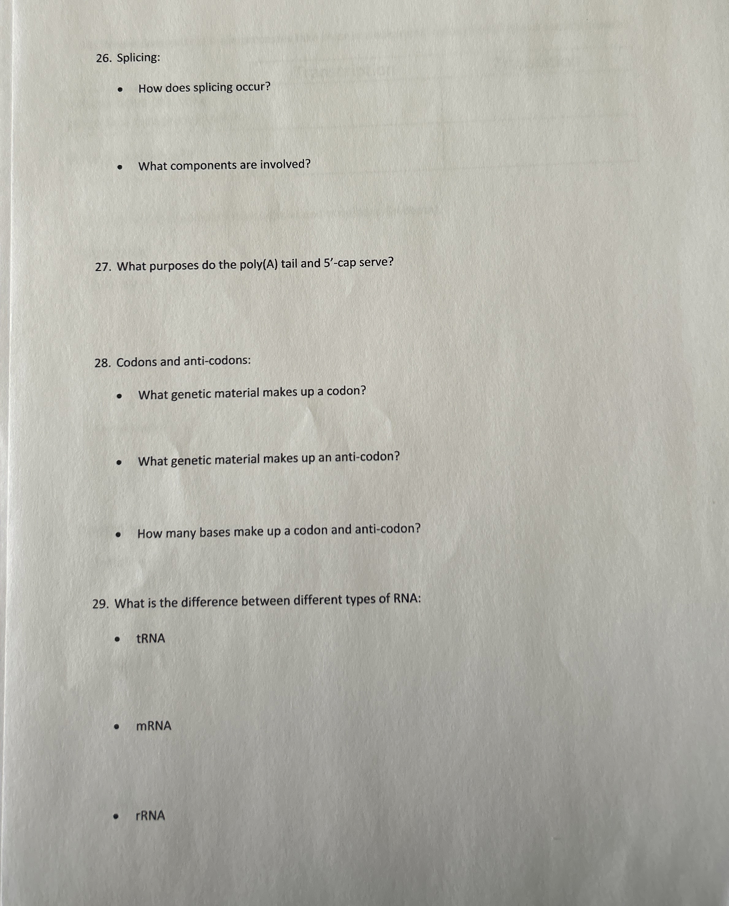 Solved Splicing:How does splicing occur?What components are | Chegg.com