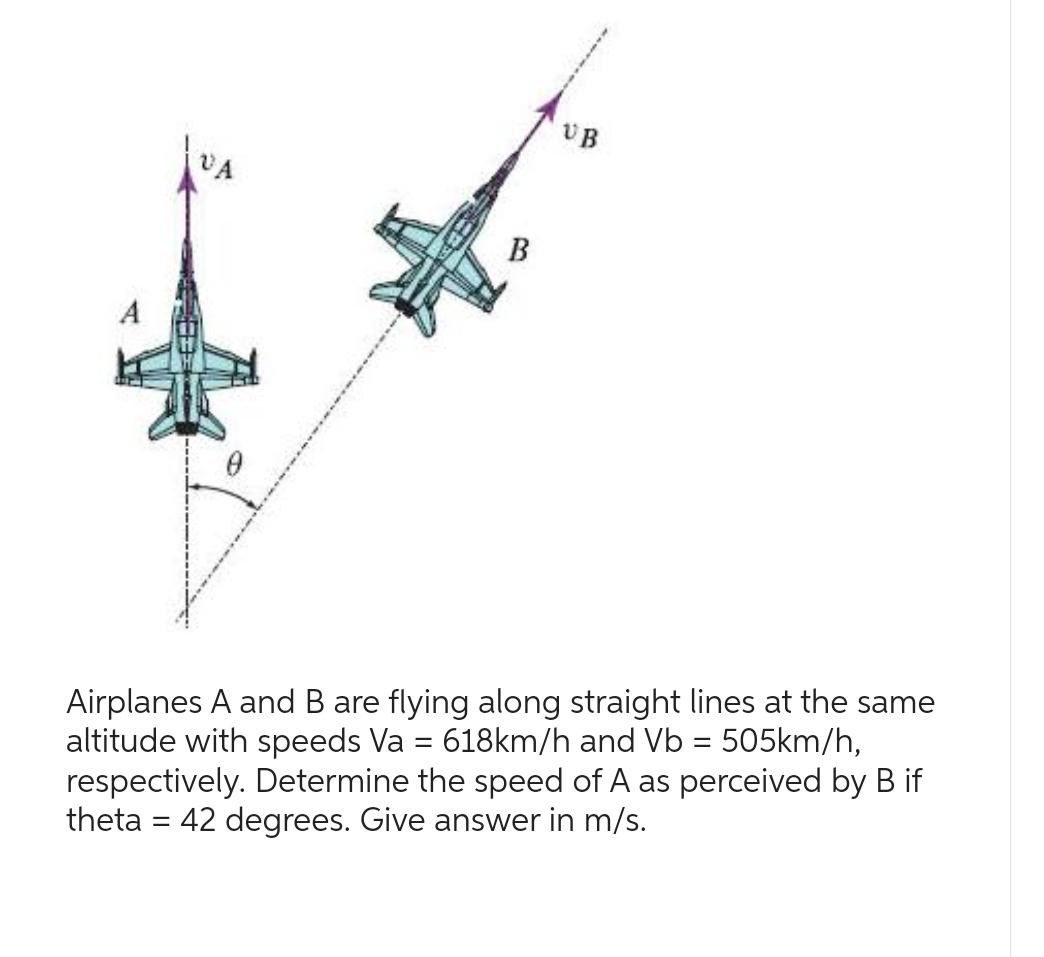 Solved Airplanes A and B ﻿are flying along straight lines at | Chegg.com