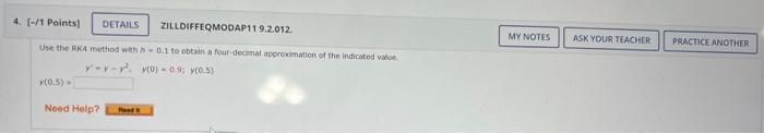 Solved Use the RKA method with n=0,1 to obtain a | Chegg.com