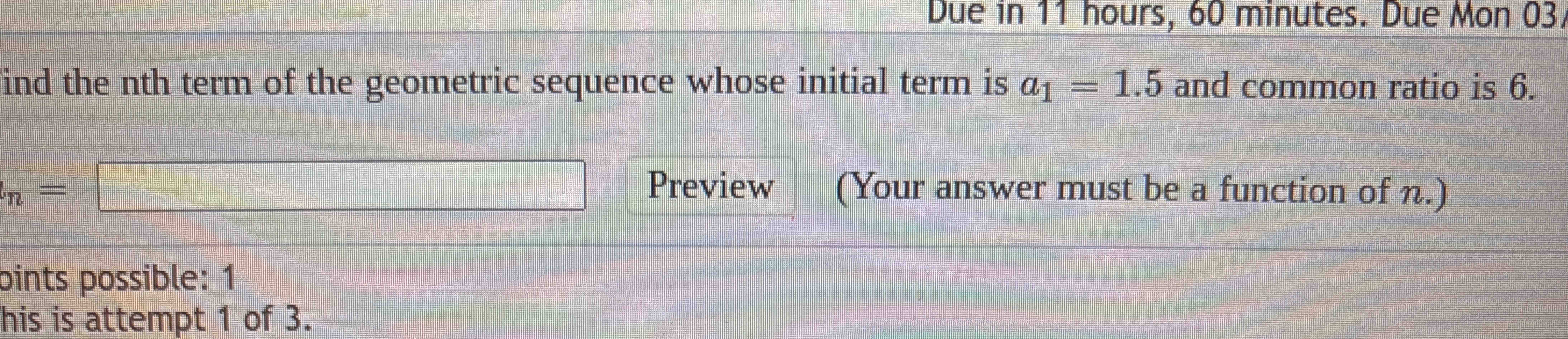 Solved ind the nth term of the geometric sequence whose | Chegg.com