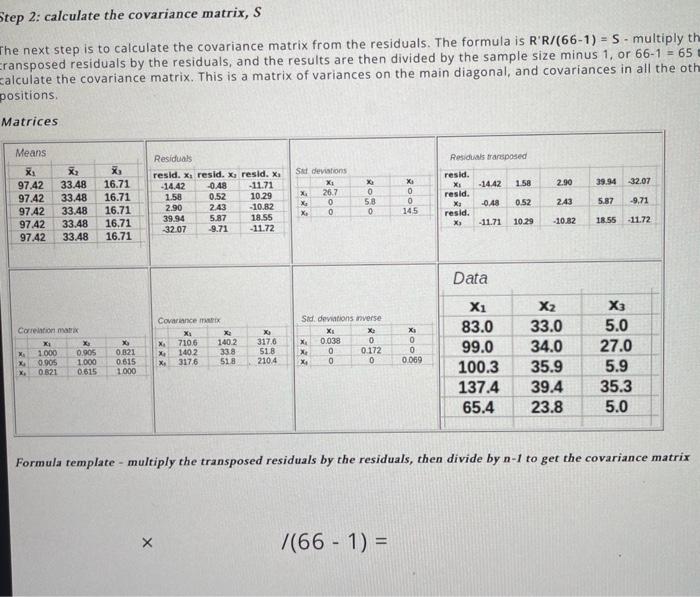 The next step is to calculate the covariance matrix | Chegg.com