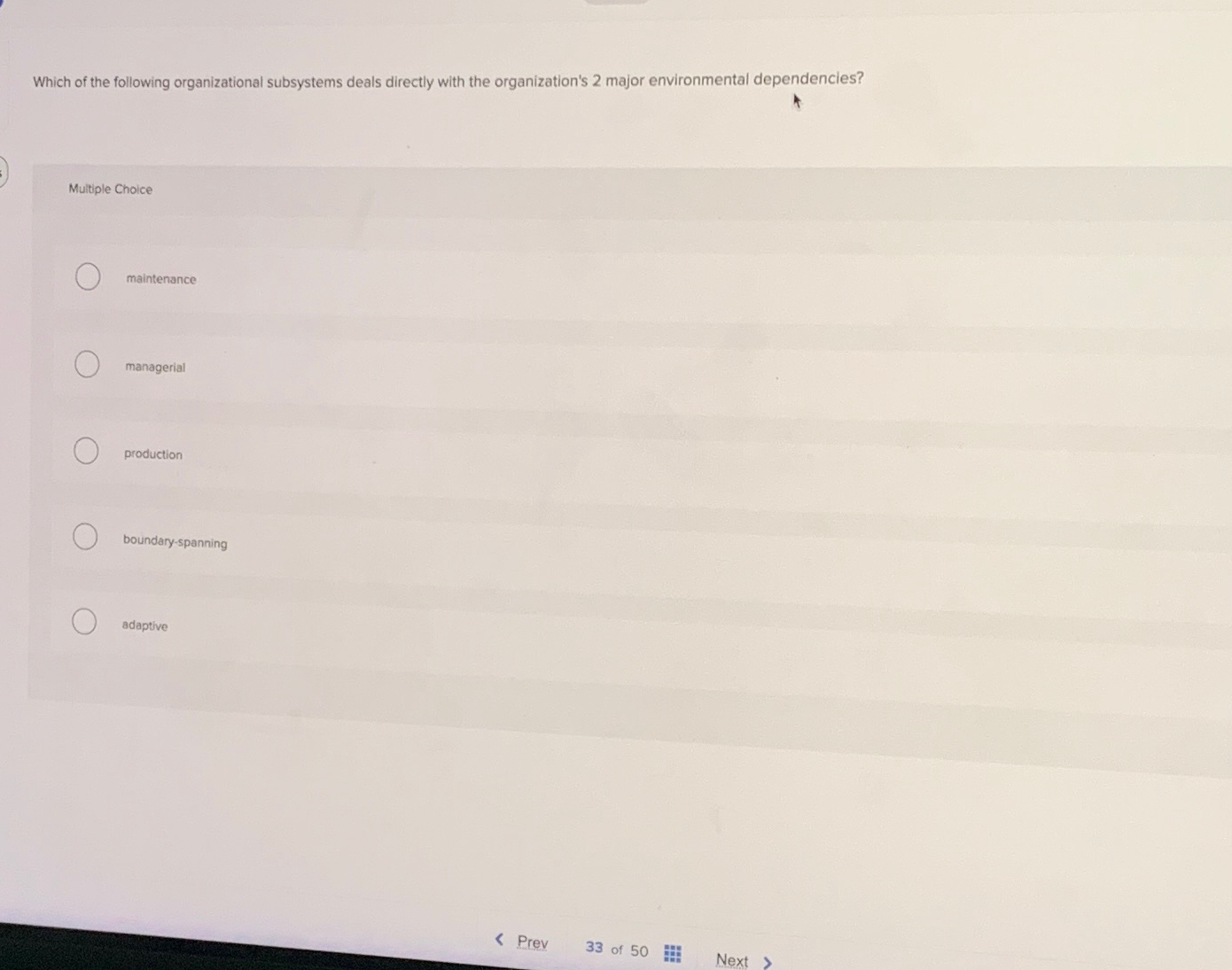 Solved Which of the following organizational subsystems | Chegg.com