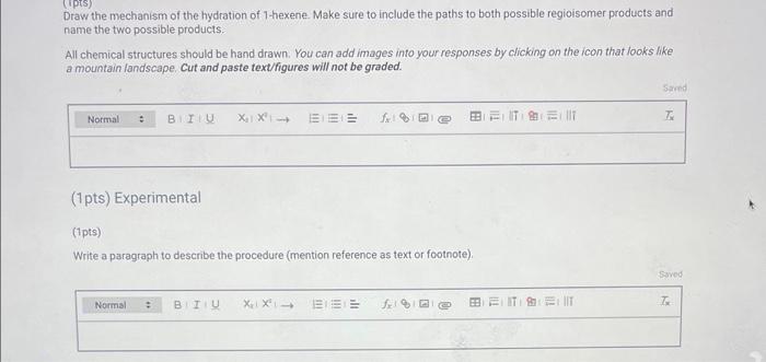 Solved Data and Report Submission - Hydration of 1-Hexene | Chegg.com