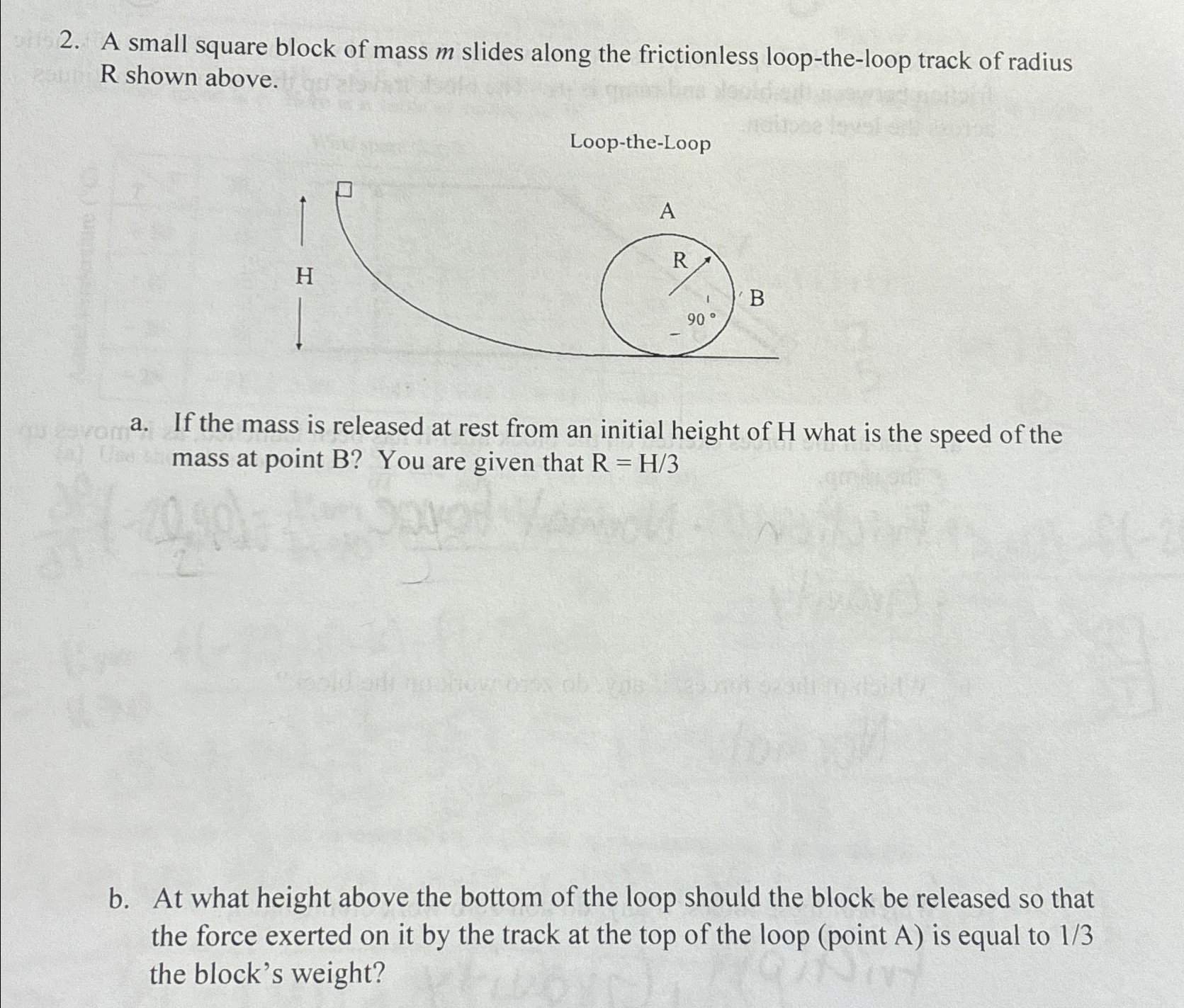 Solved A small square block of mass m ﻿slides along the | Chegg.com