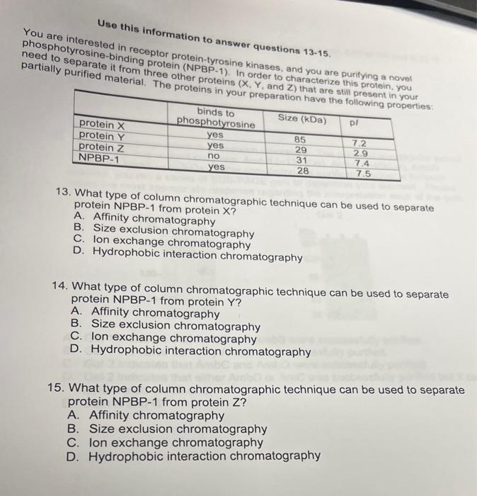 Solved Use this information to answer questions 13-15. You | Chegg.com