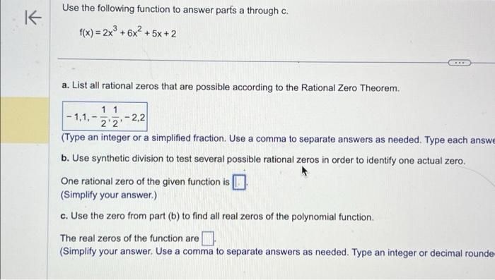 Solved K Use the following function to answer parts a | Chegg.com