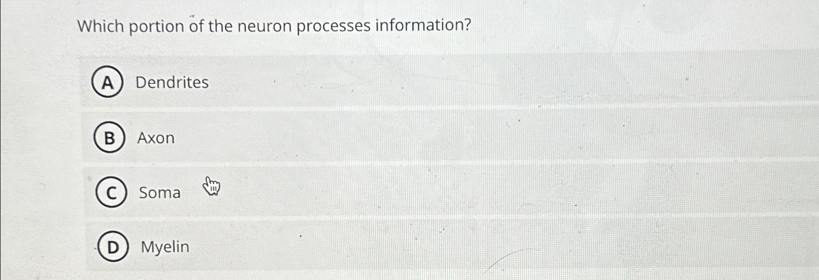 Solved Which portion of the neuron processes | Chegg.com