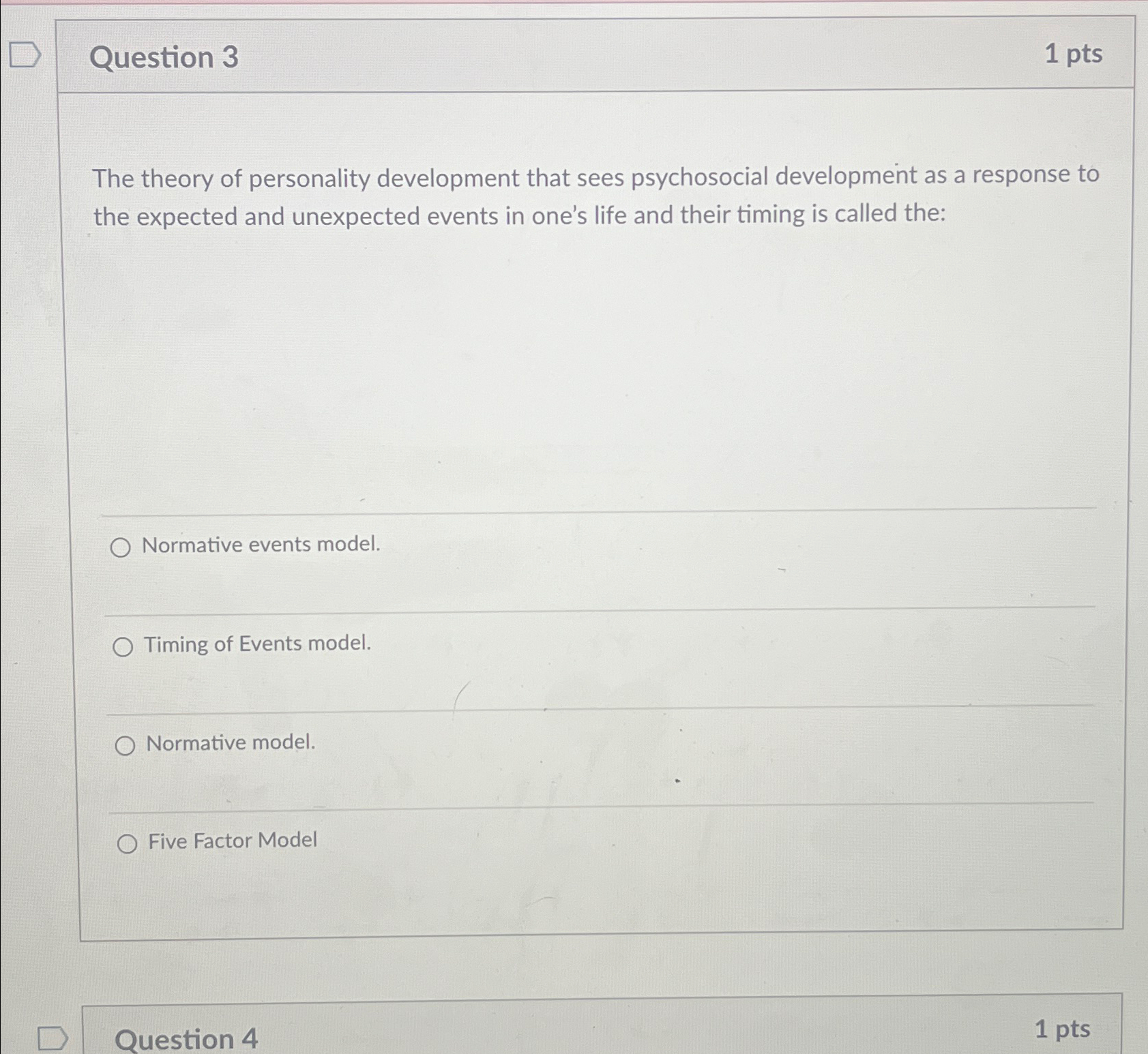 Solved Question 31ptsThe theory of personality development | Chegg.com
