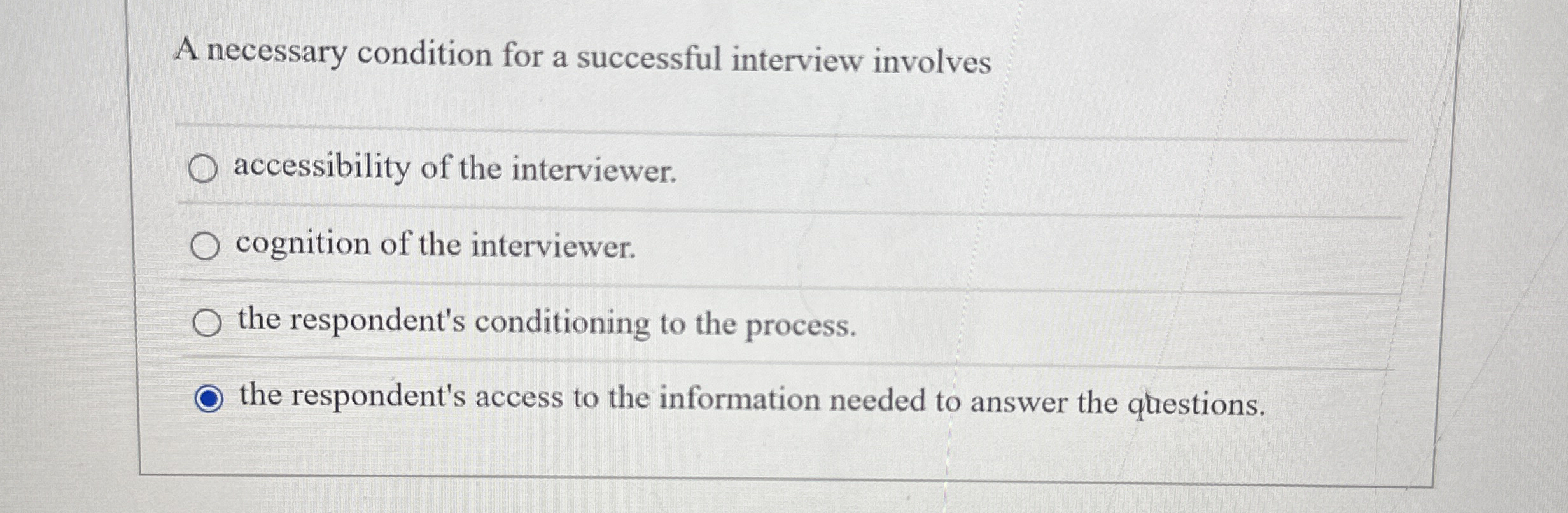 Solved A necessary condition for a successful interview | Chegg.com