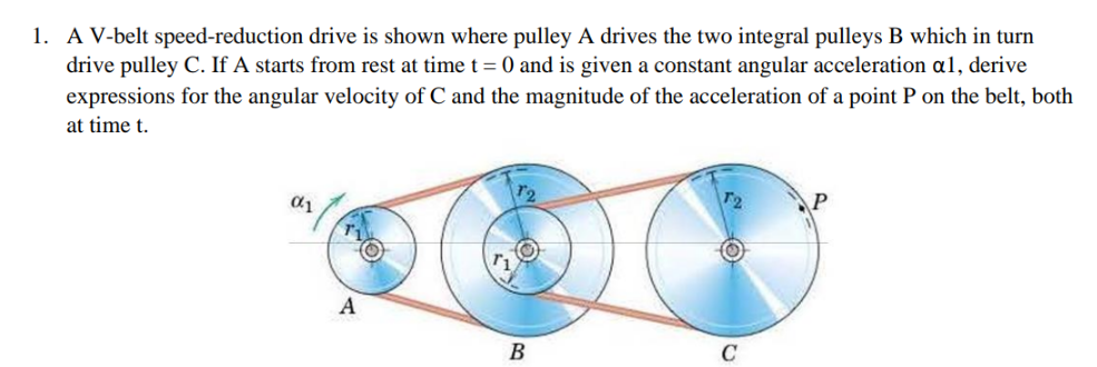 Solved A V-belt speed-reduction drive is shown where pulley | Chegg.com