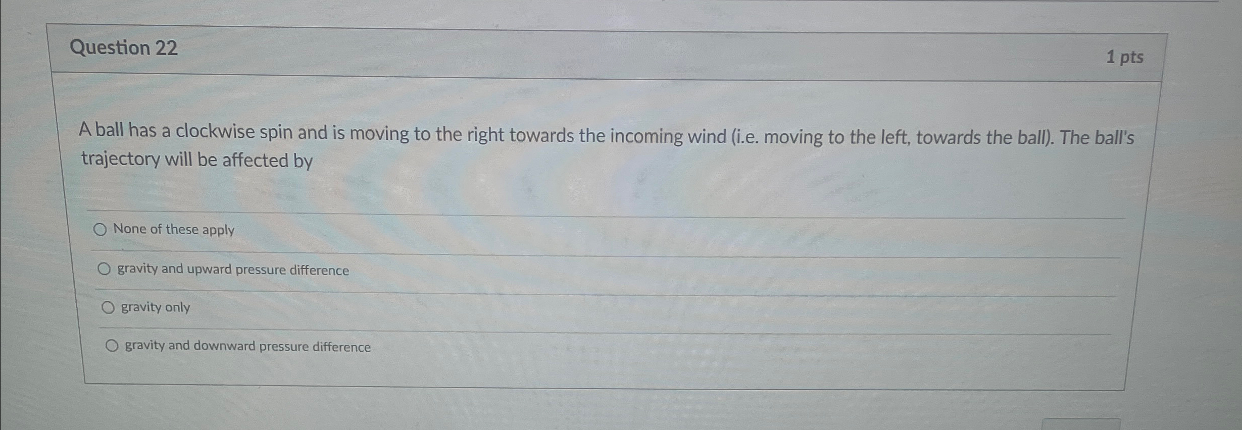 Solved Question 221 ﻿ptsA ball has a clockwise spin and is | Chegg.com