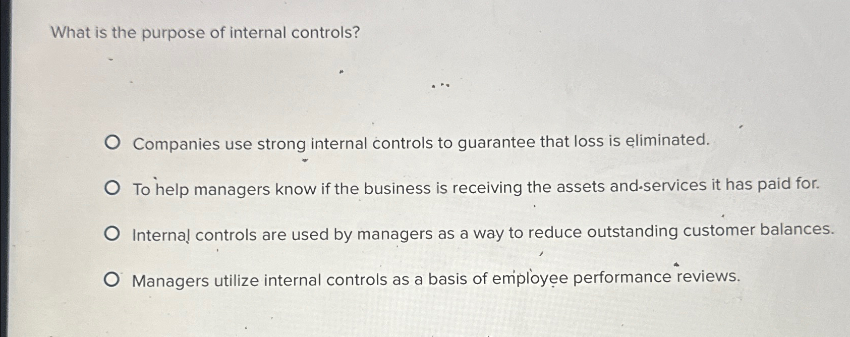 Solved What is the purpose of internal controls?Companies | Chegg.com
