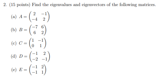 Solved (15 ﻿points) ﻿Find the eigenvalues and eigenvectors | Chegg.com