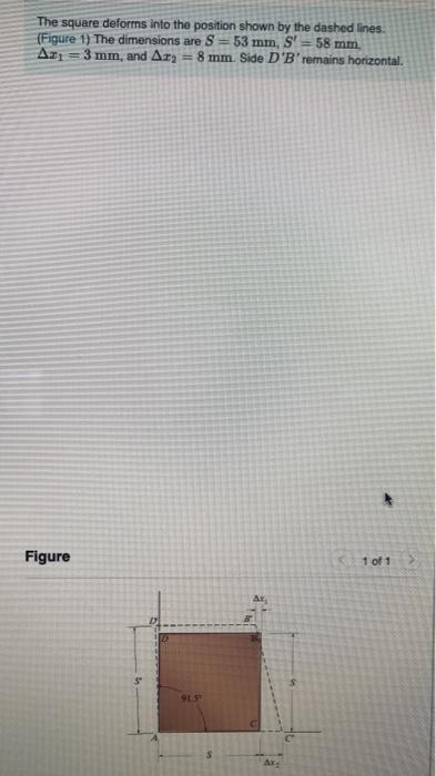 Solved The square deforms into the position shown by the | Chegg.com