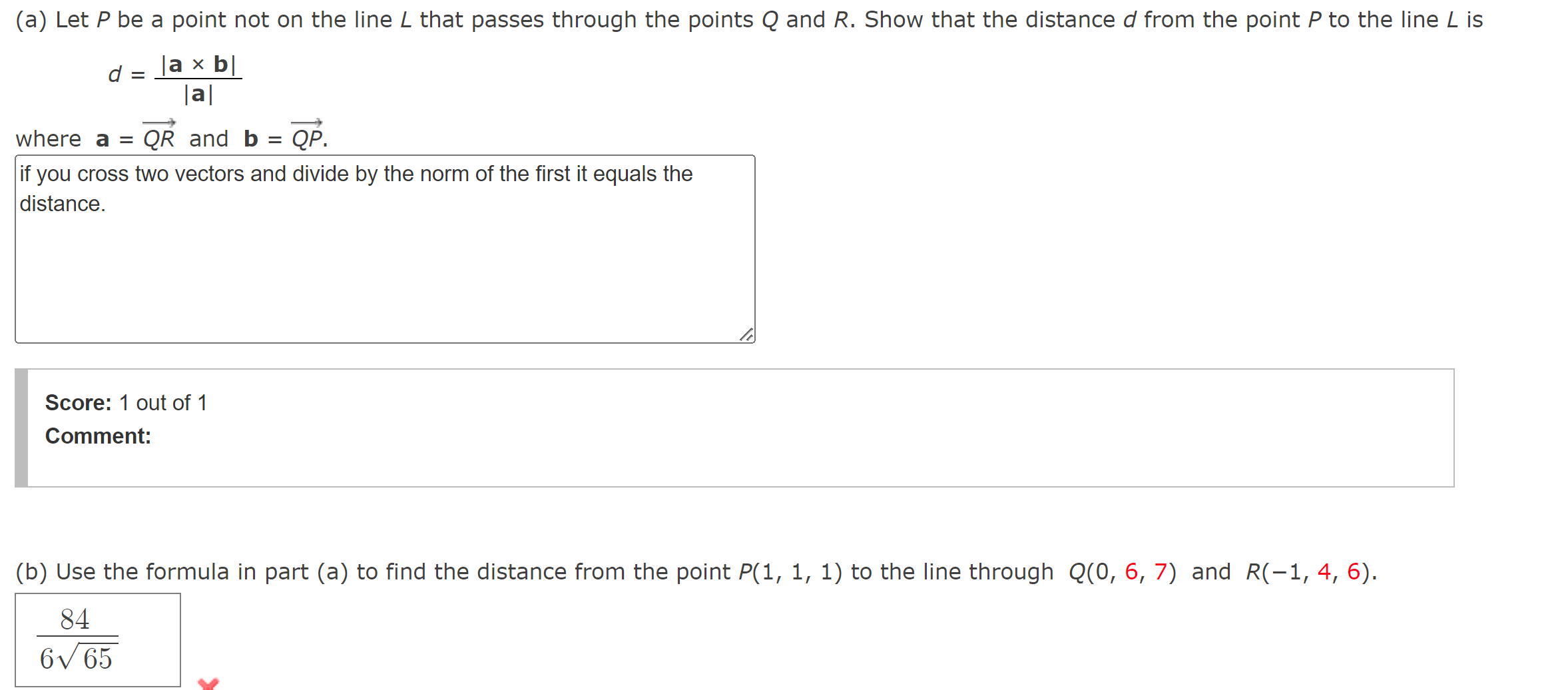 Solved (a) ﻿Let P ﻿be a point not on the line L ﻿that passes | Chegg.com