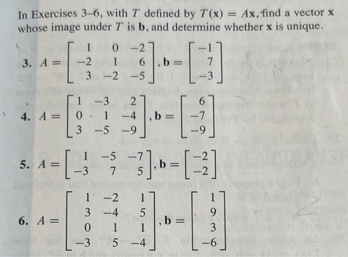 Solved In Exercises 3−6, with T defined by T(x)=Ax, find a | Chegg.com