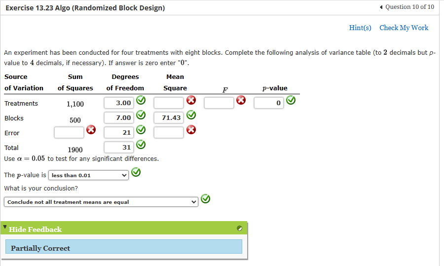 Solved Exercise 13.23 ﻿Algo (Randomized Block Design)An | Chegg.com