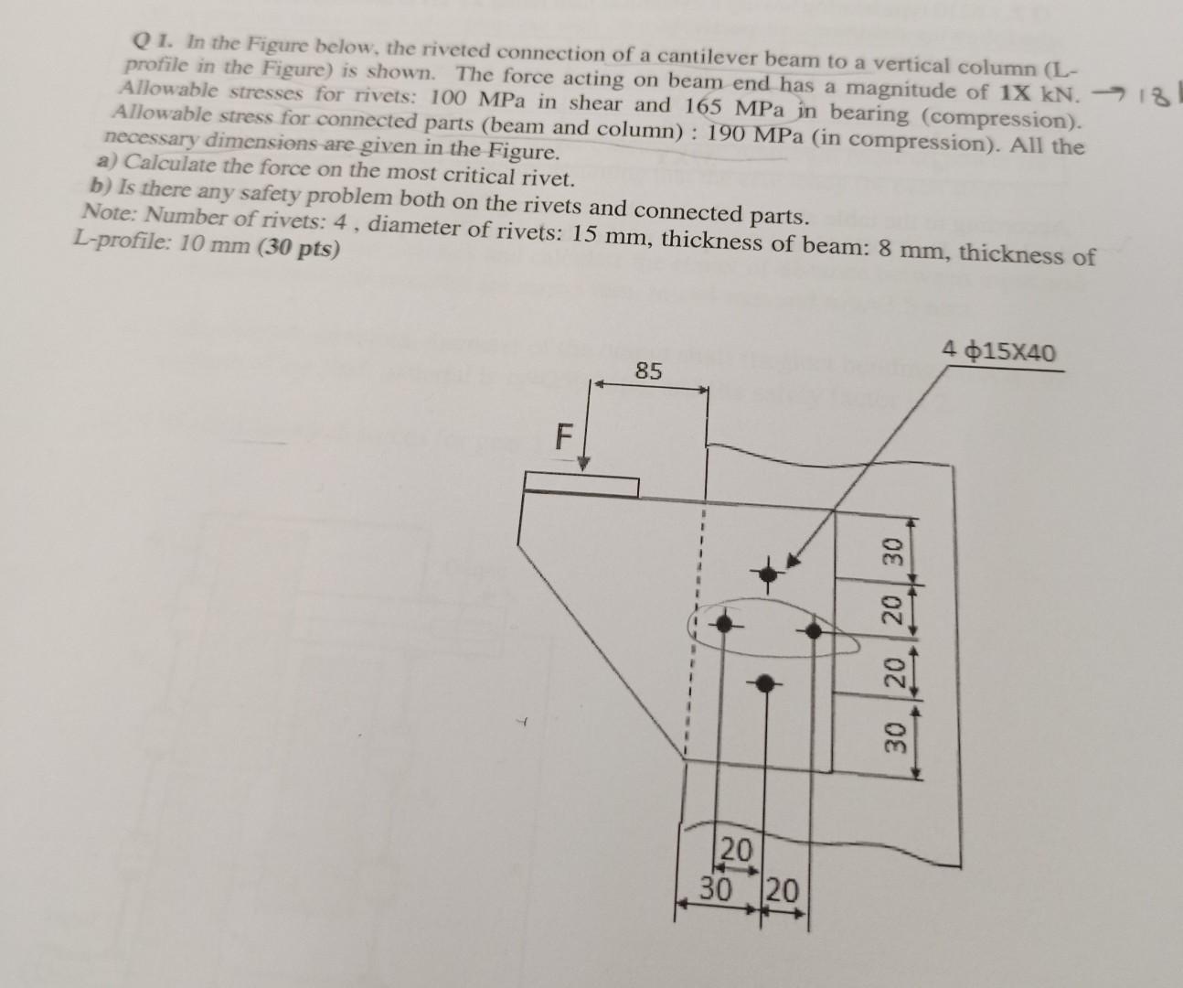 Solved Q 1. In the Figure below, the riveted connection of a | Chegg.com
