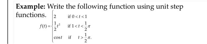 Solved Example Write The Following Function Using Unit Step 