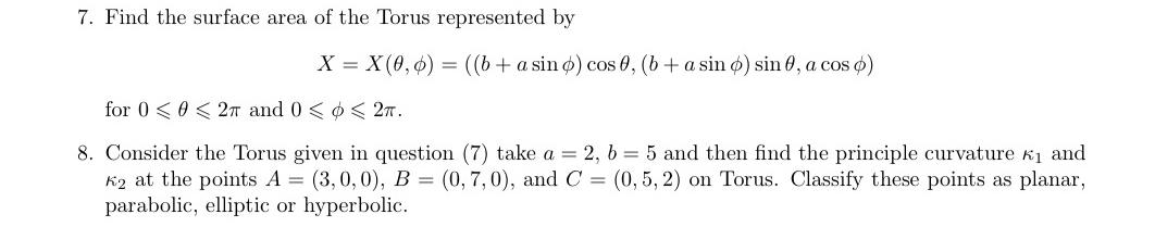 Solved Find the surface area of the Torus represented | Chegg.com