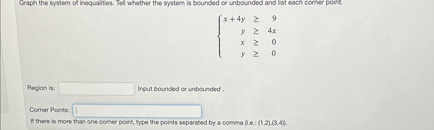 Solved Graph the system of inequalities. Tell whether the | Chegg.com