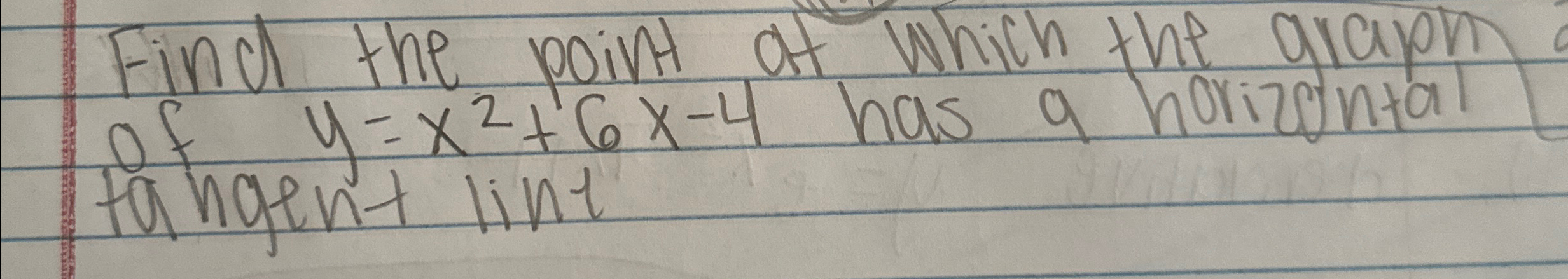 Solved Find the point of which the graph of y=x2+6x-4 ﻿has a | Chegg.com
