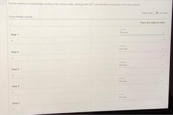 Solved Put the events of cross-bridge cycling in the correct | Chegg.com