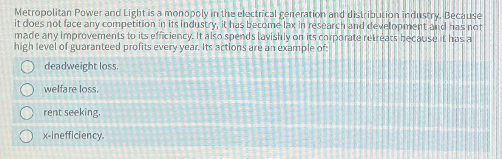 Solved Metropolitan Power and Light is a monopoly in the | Chegg.com
