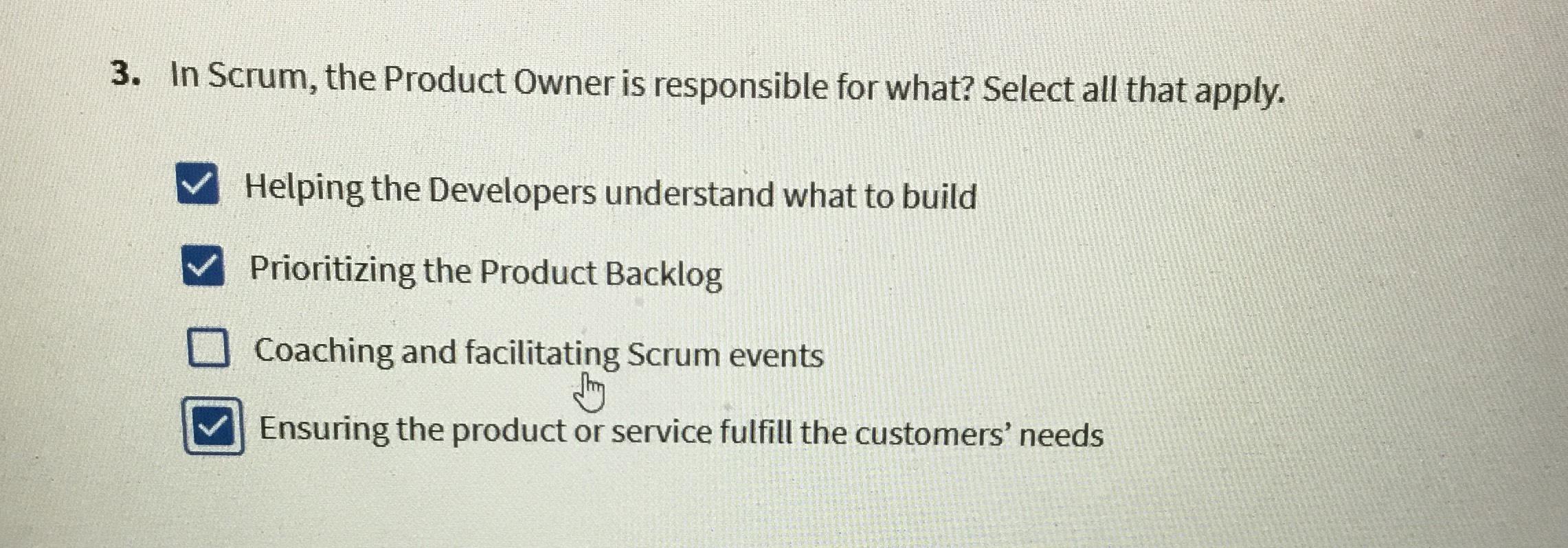 Solved In Scrum, the Product Owner is responsible for what? | Chegg.com