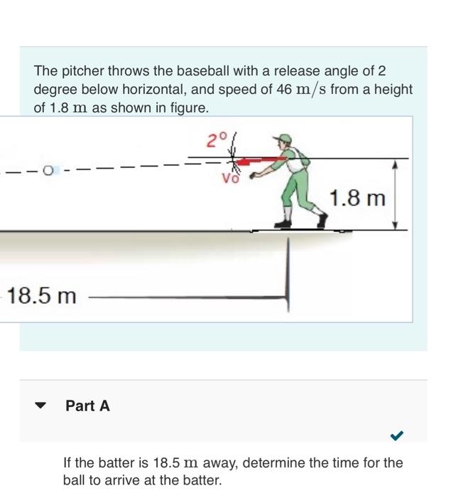 Solved The pitcher throws the baseball with a release angle | Chegg.com