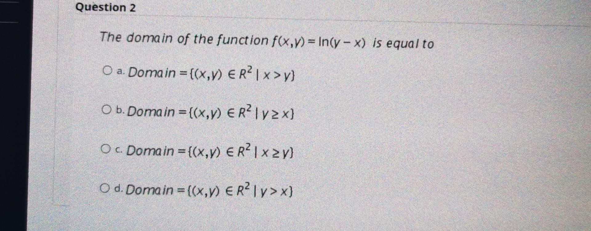 Solved The domain of the function f(x,y)=x2+y2−42 is: a. | Chegg.com