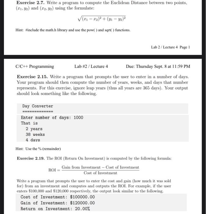 Solved Exercise 2.7. Write a program to compute the | Chegg.com
