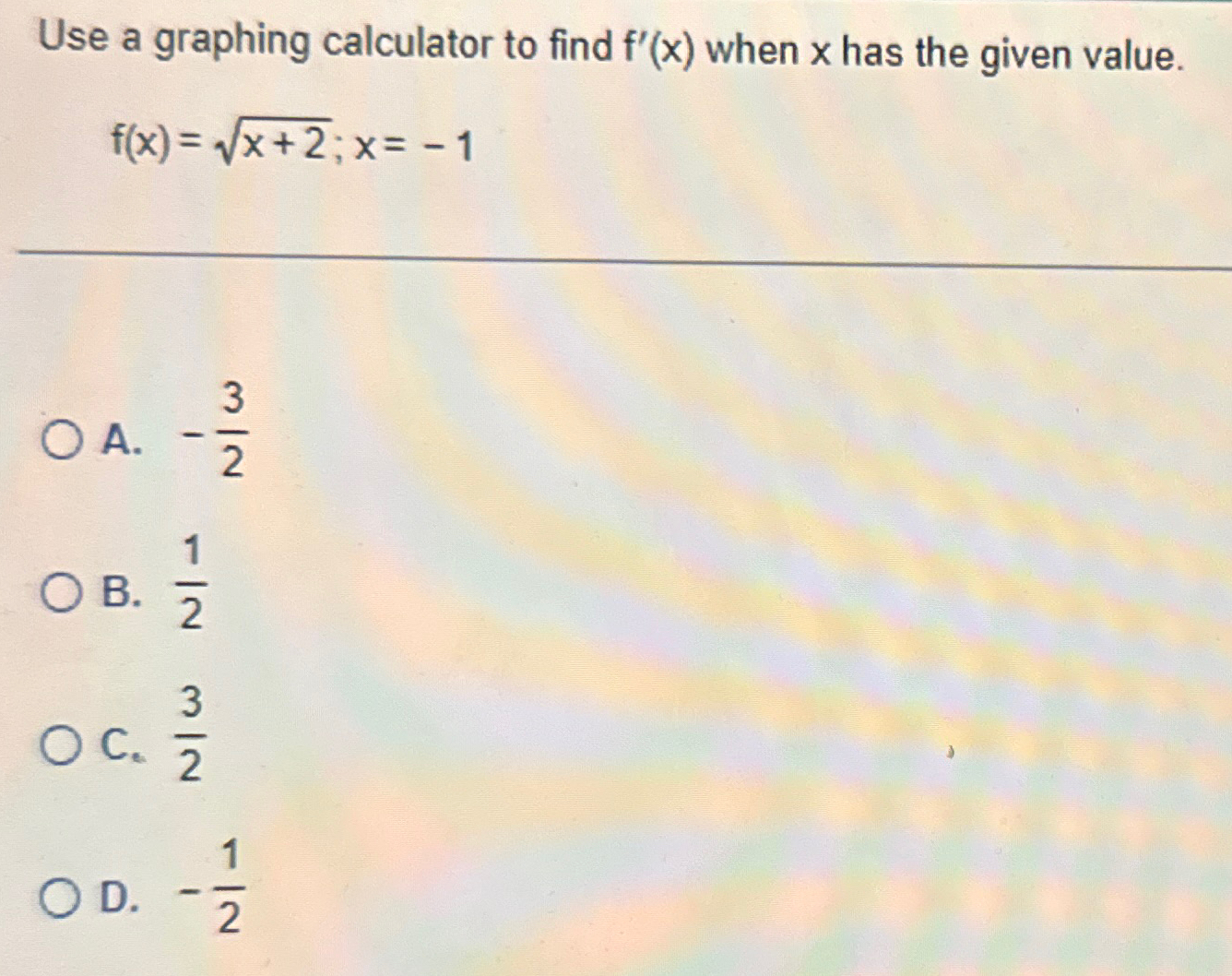 Solved Use a graphing calculator to find f'(x) ﻿when x ﻿has | Chegg.com