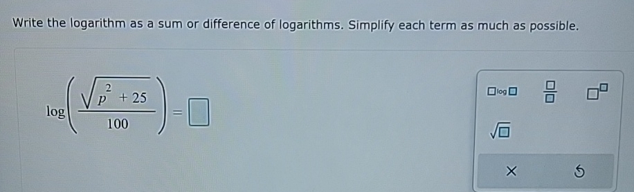Solved Write the logarithm as a sum or difference of | Chegg.com