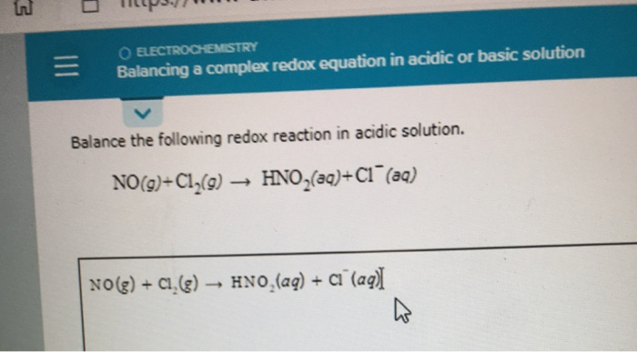 Solved In tips O ELECTROCHEMISTRY Balancing a complex redox | Chegg.com