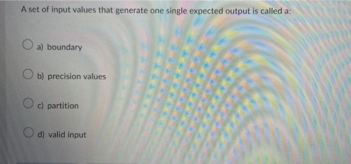 Solved A set of input values that generate one single | Chegg.com
