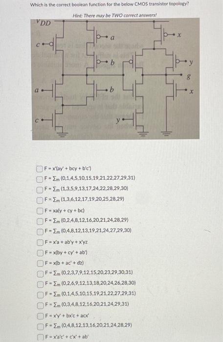 Solved Which is the correct boolean function for the below | Chegg.com