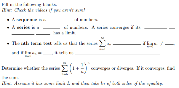 Solved Fill in the following blanks.Hint: Check the videos | Chegg.com