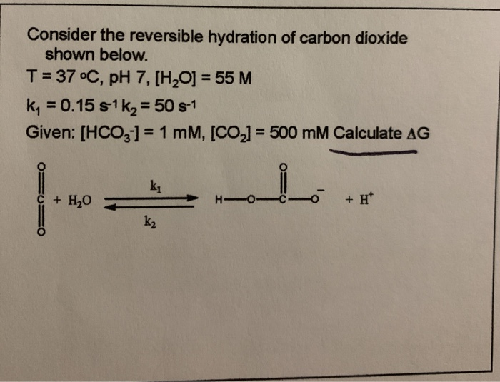 Solved Consider the reversible hydration of carbon dioxide | Chegg.com